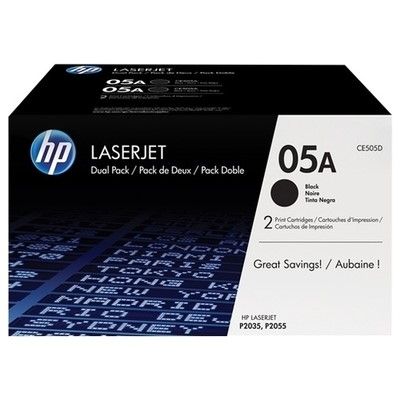 Hp 05A - Pack x 2 CE505D, 05A original toner - Black